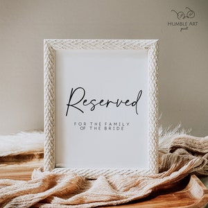 Reserved for the Family of the Bride Template, Minimalist Reserved ...