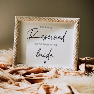 Reserved Row Sign This Row is Reserved Sign, Family of the Bride ...