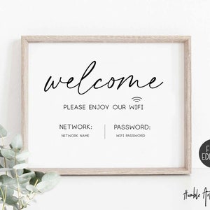 Wifi Password Sign Printable ,wifi Sign Template, Home Wifi Network ...