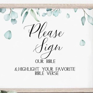 Wedding Prints, Wedding Signage, Please Sign Our Bible, Wedding Signs ...