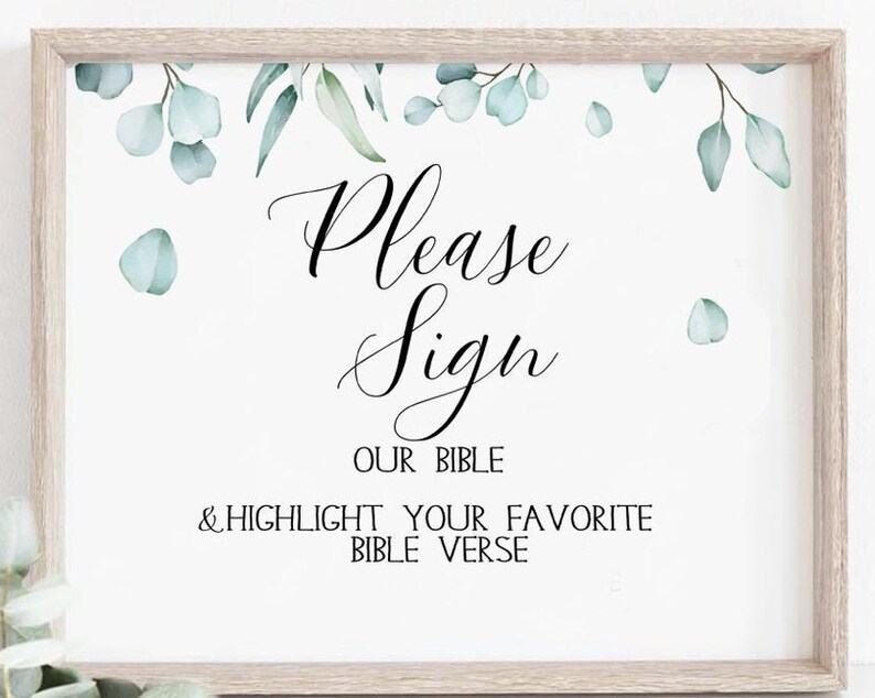 Wedding Prints Wedding Signage Please Sign Our Bible | Etsy