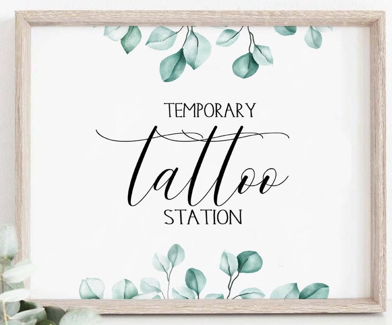 Tattoo Station Sign Printable, Wedding Temporary Tattoo Print, Temp ...