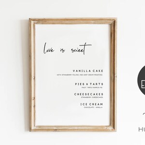 Minimal Dessert Menu Sign, Dessert Sign , Elegant Dessert Bar Sign ...