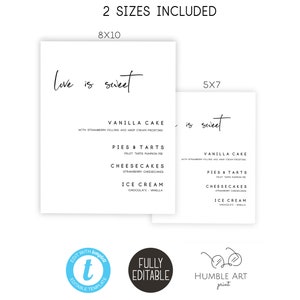 Minimal Dessert Menu Sign, Dessert Sign , Elegant Dessert Bar Sign ...