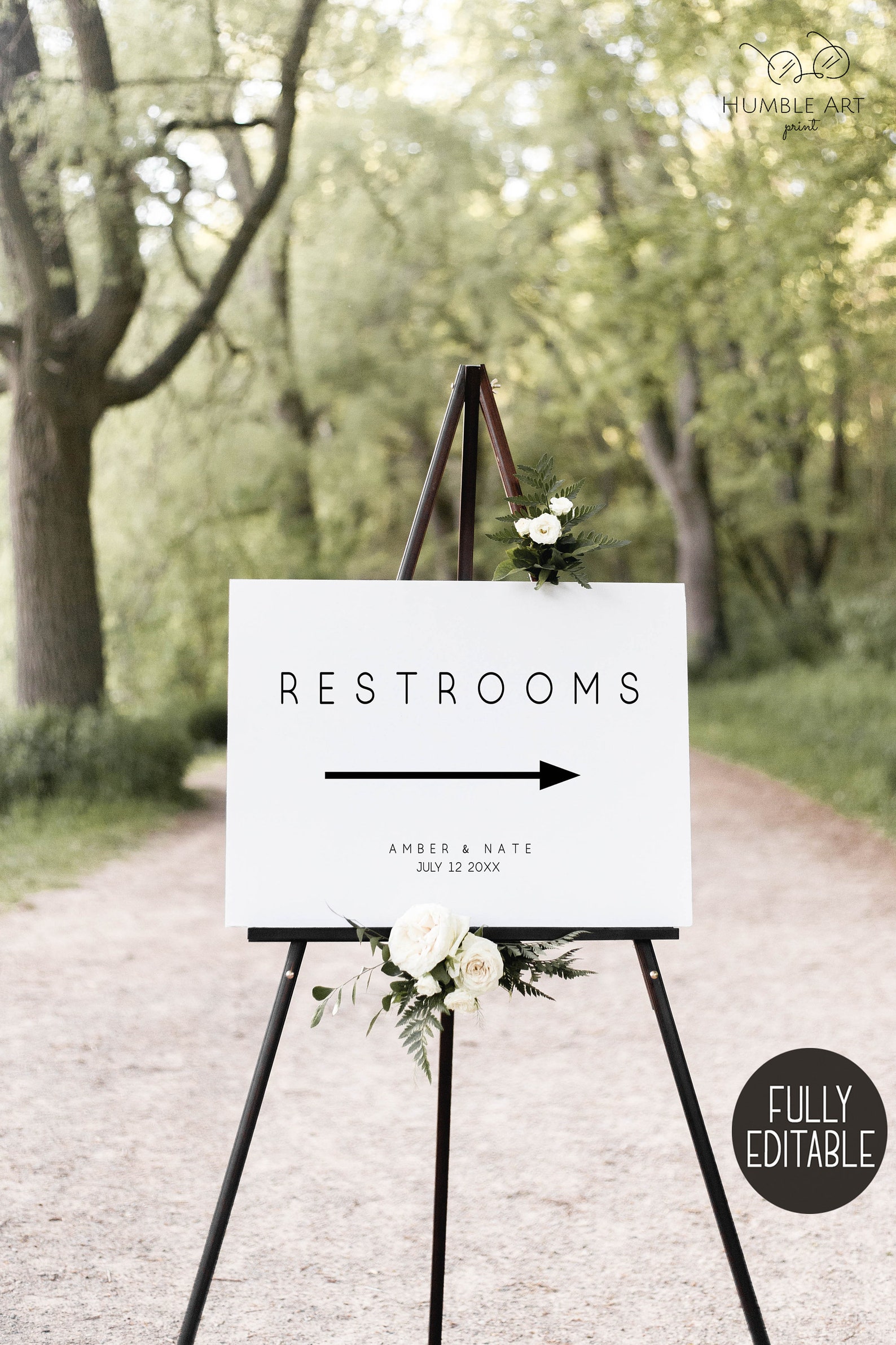Wedding Restrooms Printable Minimalist Wedding Direction Sign - Etsy