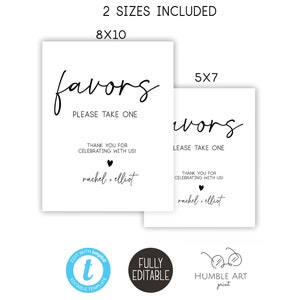 Favors Sign, Printable Please Take One Sign, Editable Take One Sign ...