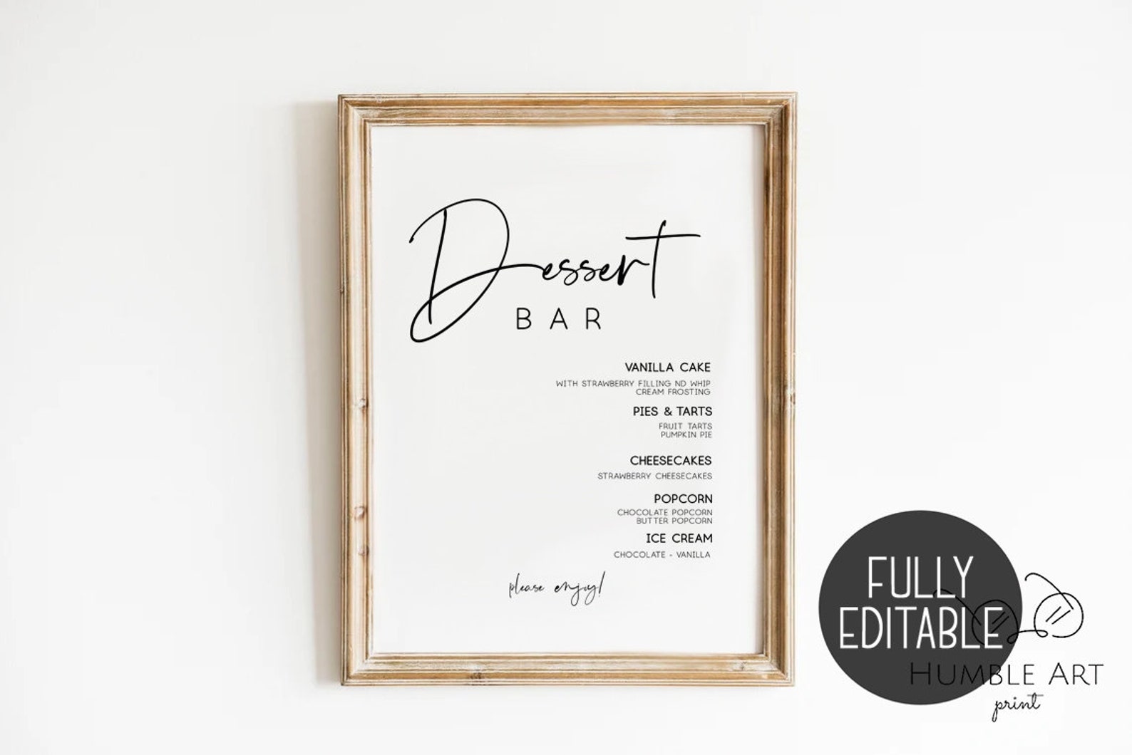 Elegant Dessert Bar Sign Template Minimalist Dessert Menu - Etsy
