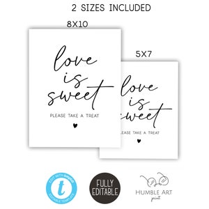 Love is Sweet Please Take A Treat Sign Printable, Editable Dessert ...