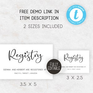 Wedding Registry, Bridal Shower Registry Card,gift Registry Card ...