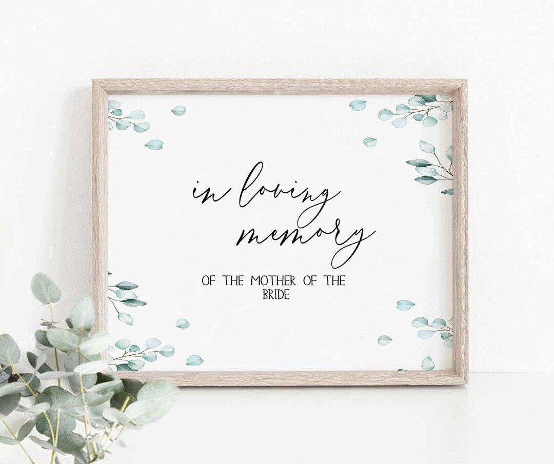 Mother of the Bride Memorial Sign, in Loving Memory Wedding Sign ...