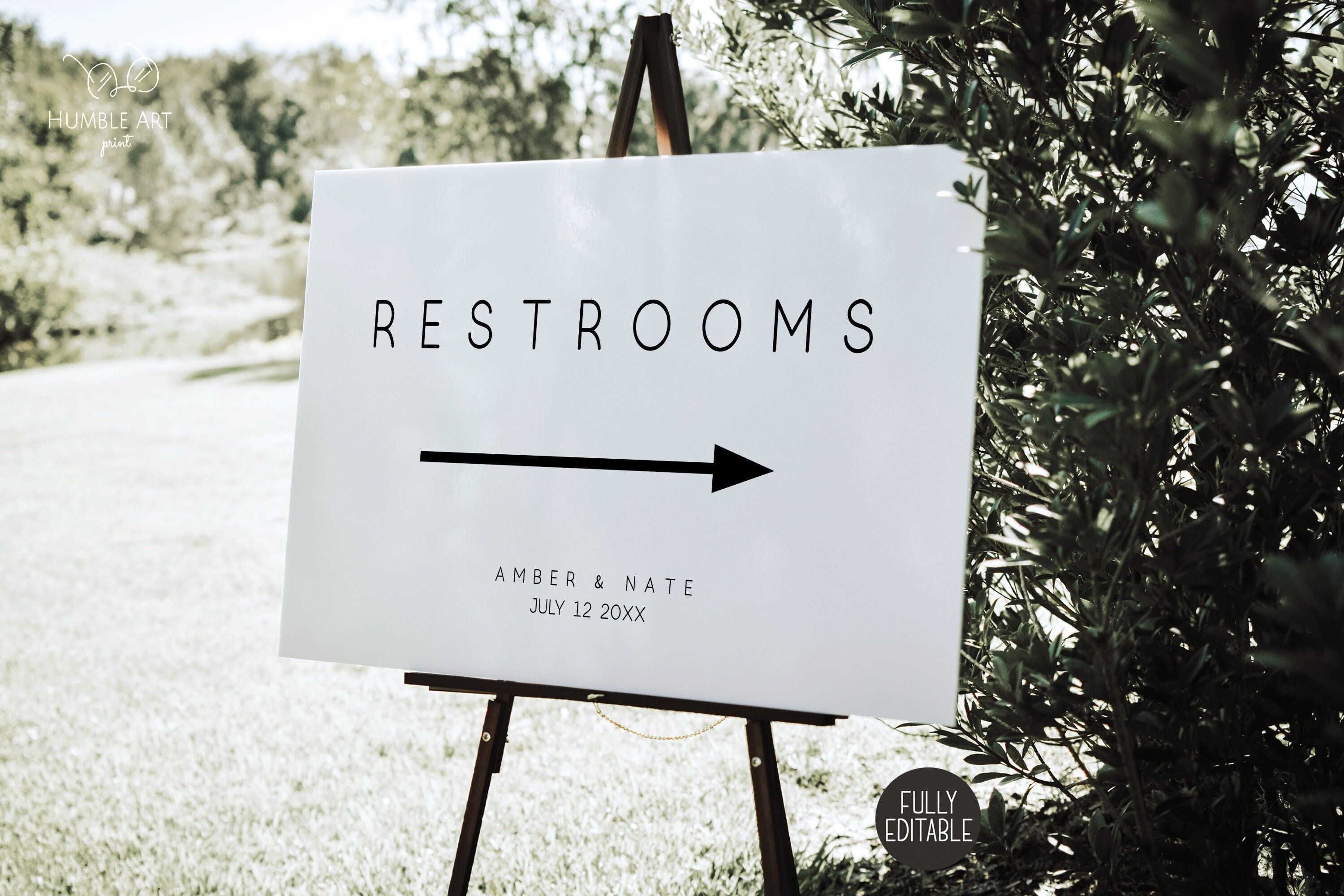 Wedding Restrooms Printable, Minimalist Wedding Direction Sign , Toilet ...