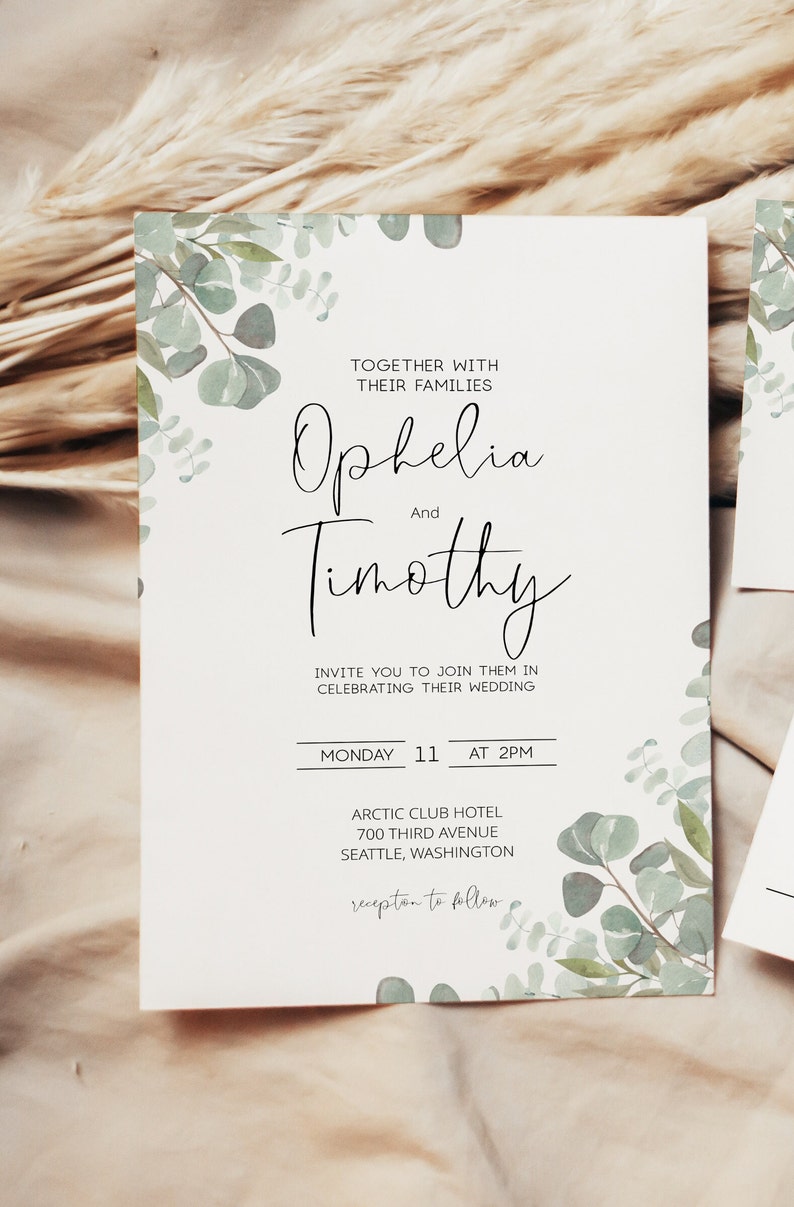 Greenery Wedding Invitation Suite Printable Wedding - Etsy