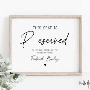 Father of the Bride Memorial Sign for Wedding, Reserved Wedding Sign ...