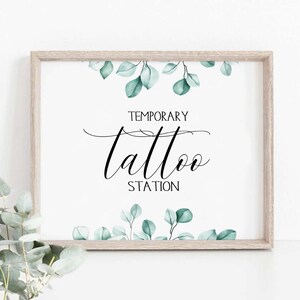 Tattoo Station Sign Printable, Wedding Temporary Tattoo Print, Temp ...
