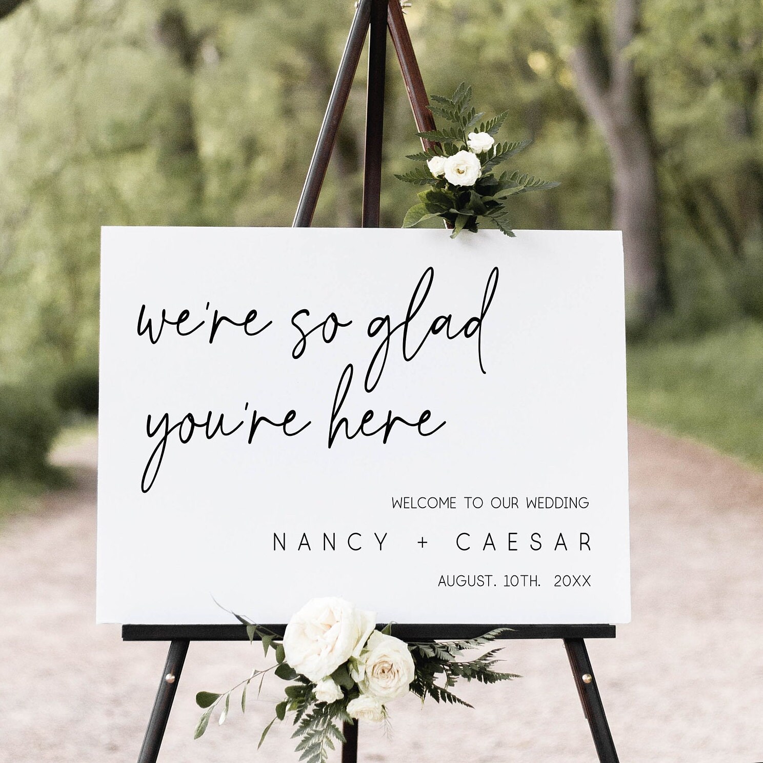 We're so Glad You're Here, Modern Wedding Welcome Sign Template ...