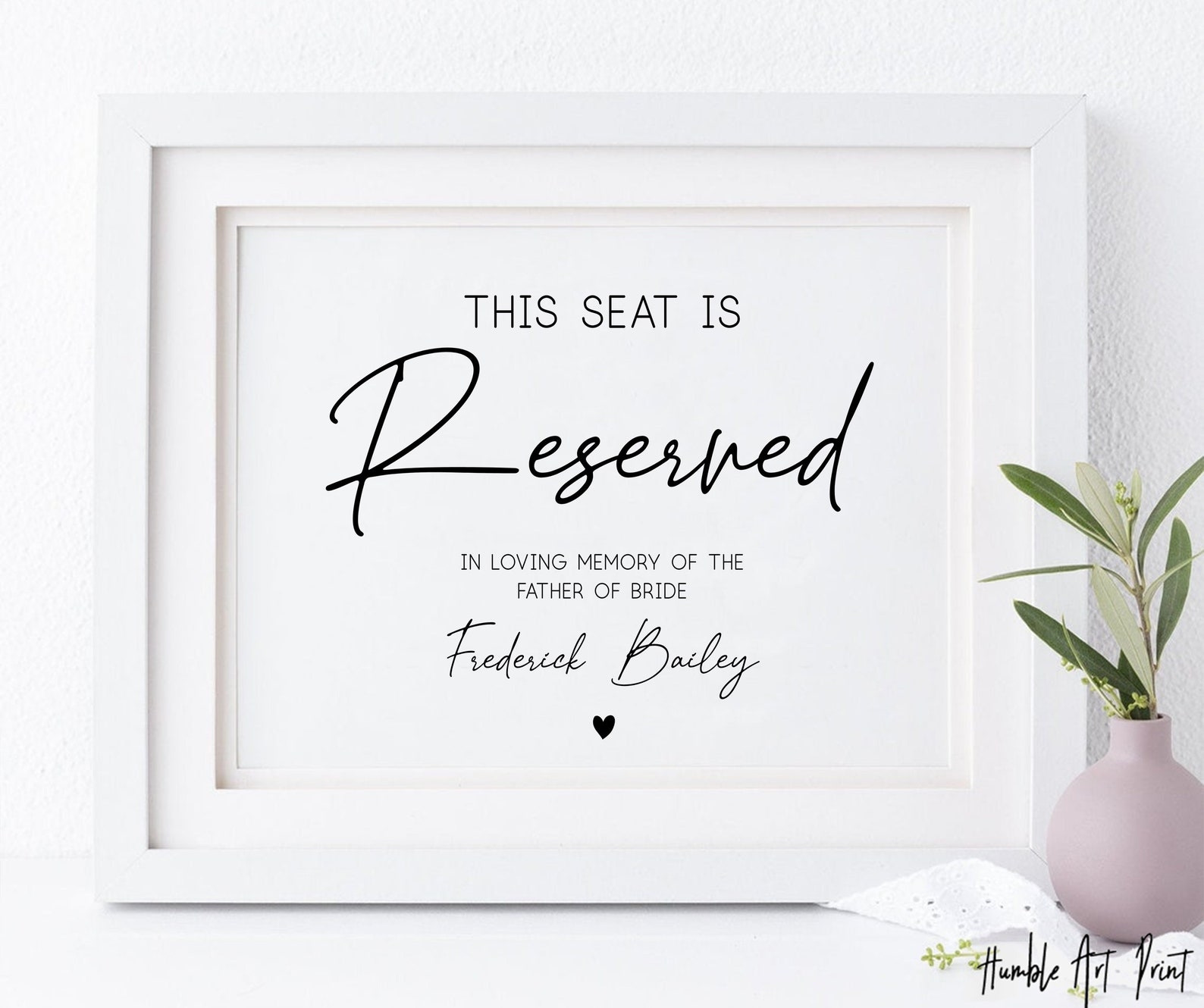 Father of the Bride Memorial Sign for Wedding, Reserved Wedding Sign ...