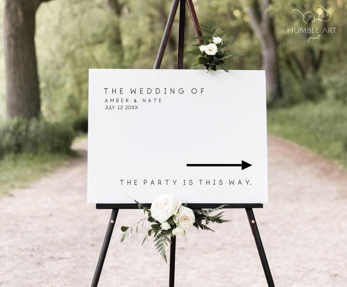 Wedding Directional Arrow Template Sign Minimalist Wedding - Etsy