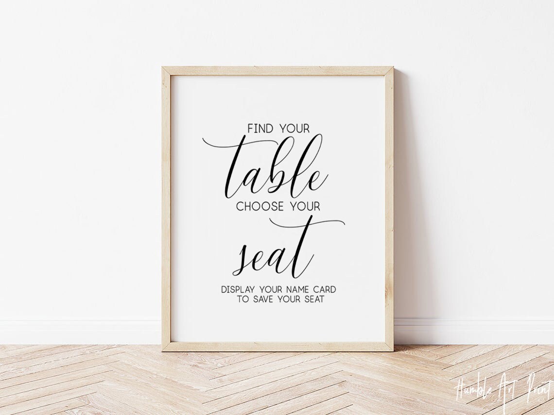 Find Your Table Sign,place Cards Sign,take Your Name Card Sign, Please ...