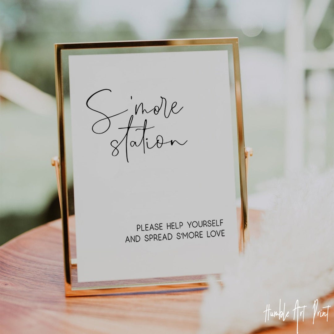 S'more Wedding Sign, Minimalist Bridal , S'more Station, Smore Bar Sign ...