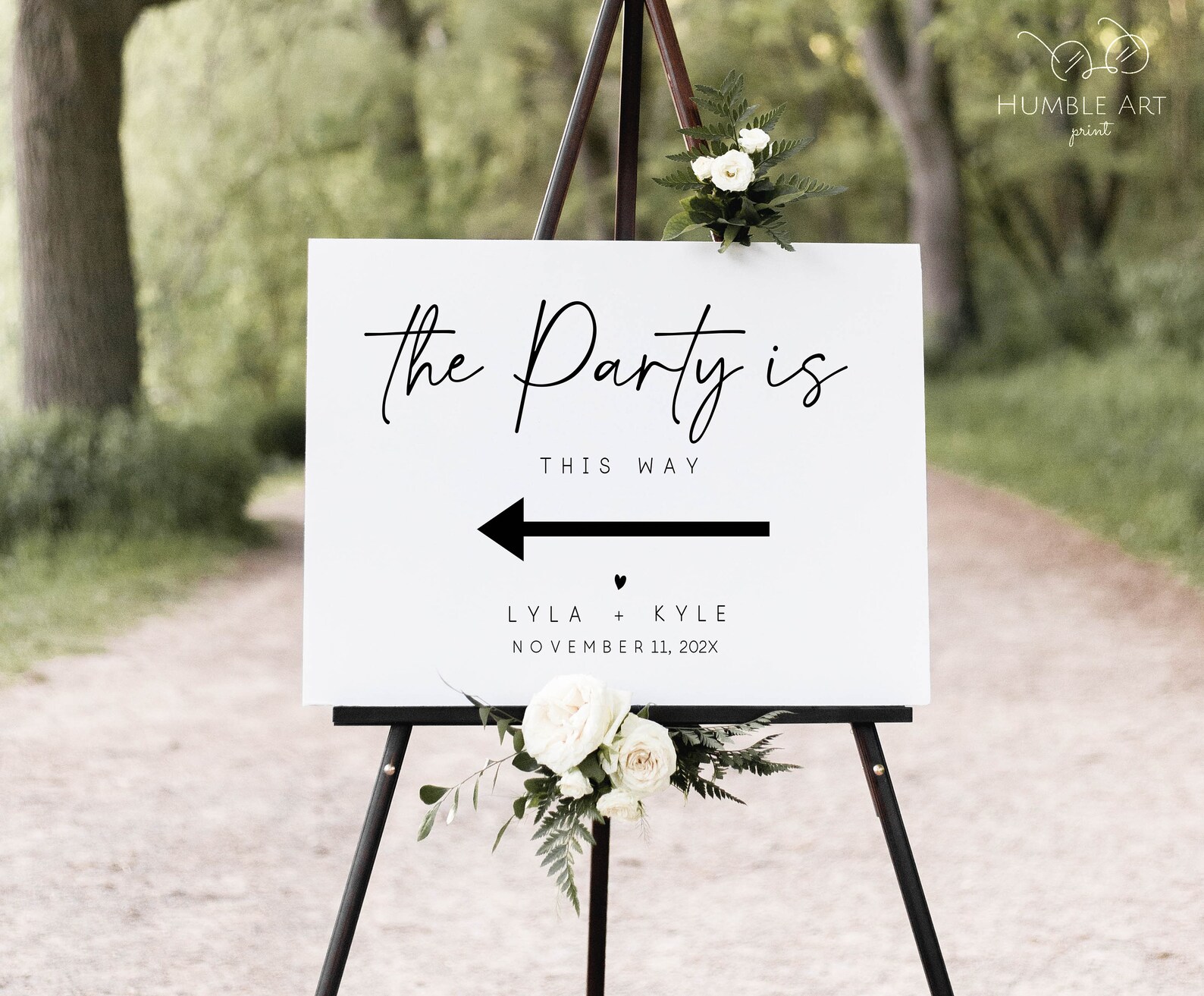 This Way Sign Template, Printable Direction Sign, Modern Party ...