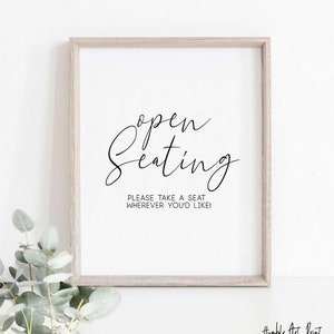 Open Seating Wedding, Ceremony Sign Printable , Wedding Sayings, Sit ...