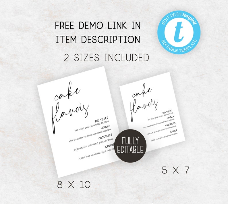 Cake Flavors Sign Cupcake Menu Sign Printable Dessert Bar - Etsy