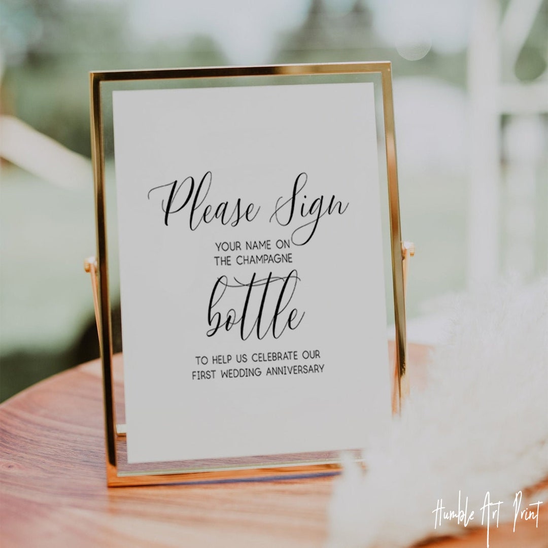 Please Sign Your Name on the Champagne Bottle, Ceremony Sign, Wedding ...