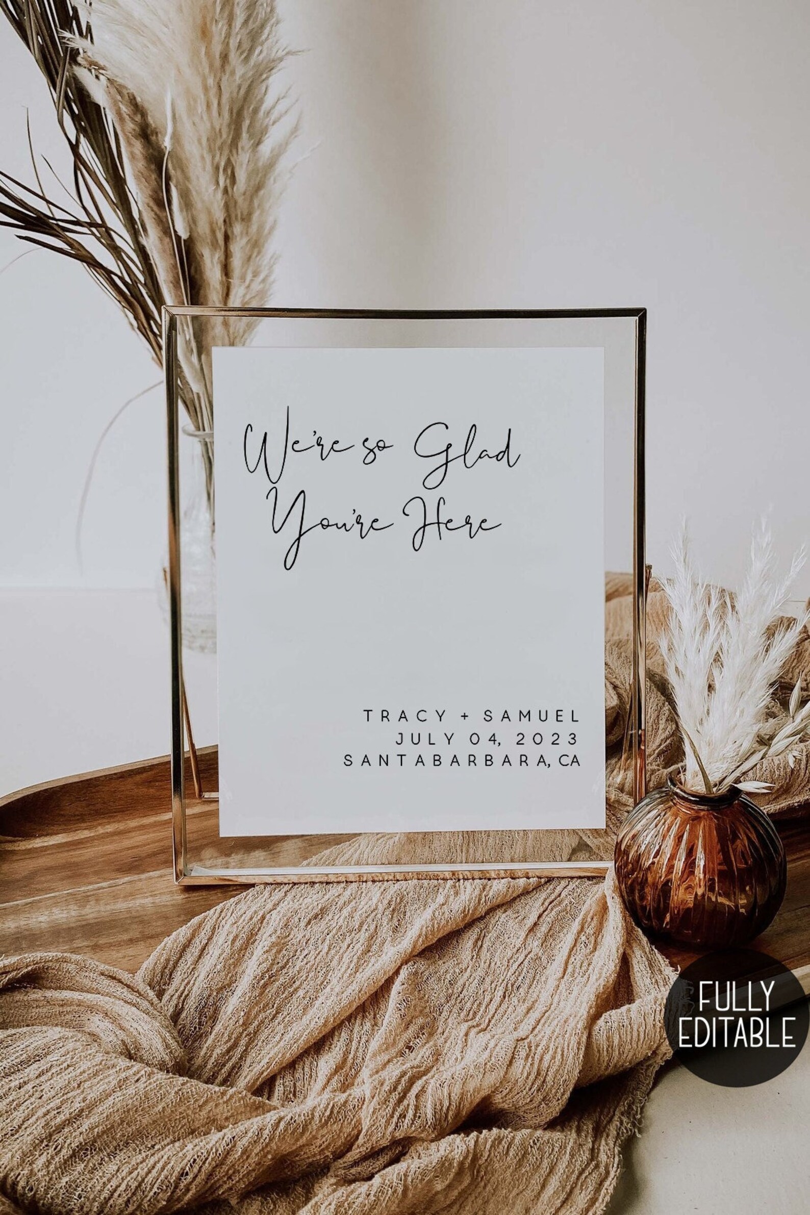 We're so Glad You're Here Modern Wedding Welcome Sign - Etsy