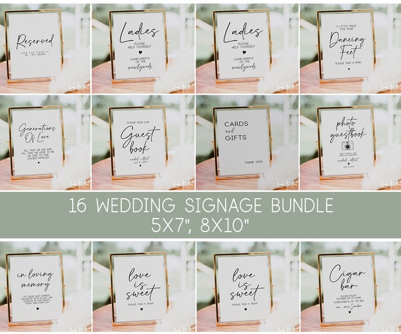 Editable Wedding Sign Bundle 16 Modern Wedding Signs Template - Etsy