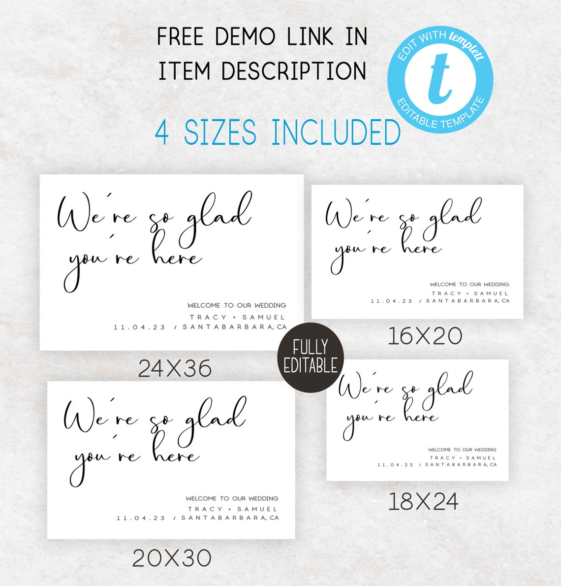 We're so Glad You're Here Template Editable Wedding - Etsy