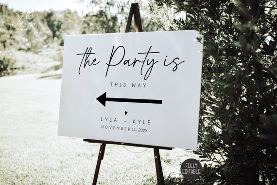 This Way Sign Template Printable Direction Sign Modern Party - Etsy