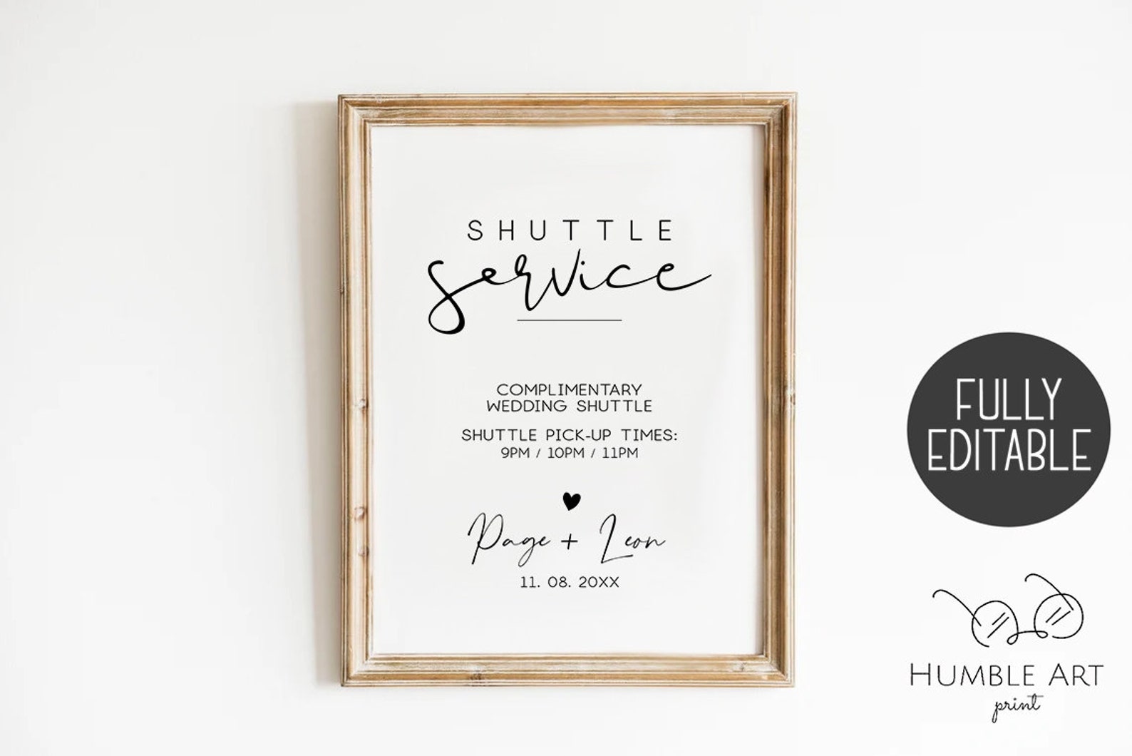 Shuttle Service Printable Minimalist Table Sign Shuttle - Etsy