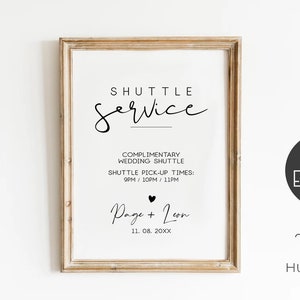 Shuttle Service Printable, Minimalist Table Sign, Shuttle Service ...