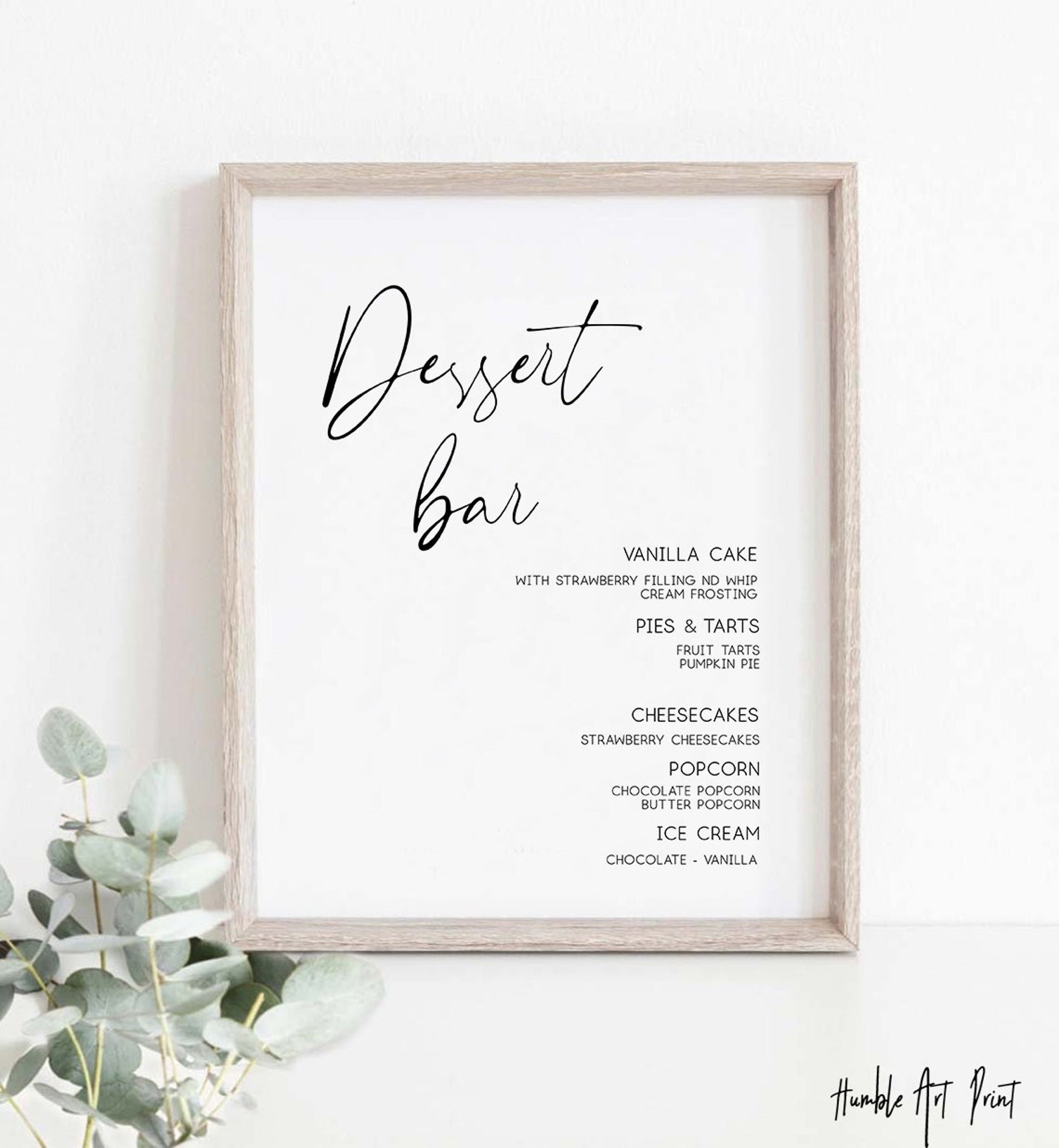 Minimalist Dessert Menu Sign dessert Bar Table Sign Modern - Etsy