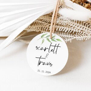 Minimalist Greenery Favor Tags Template, Round Favor Tag Template, Gift ...