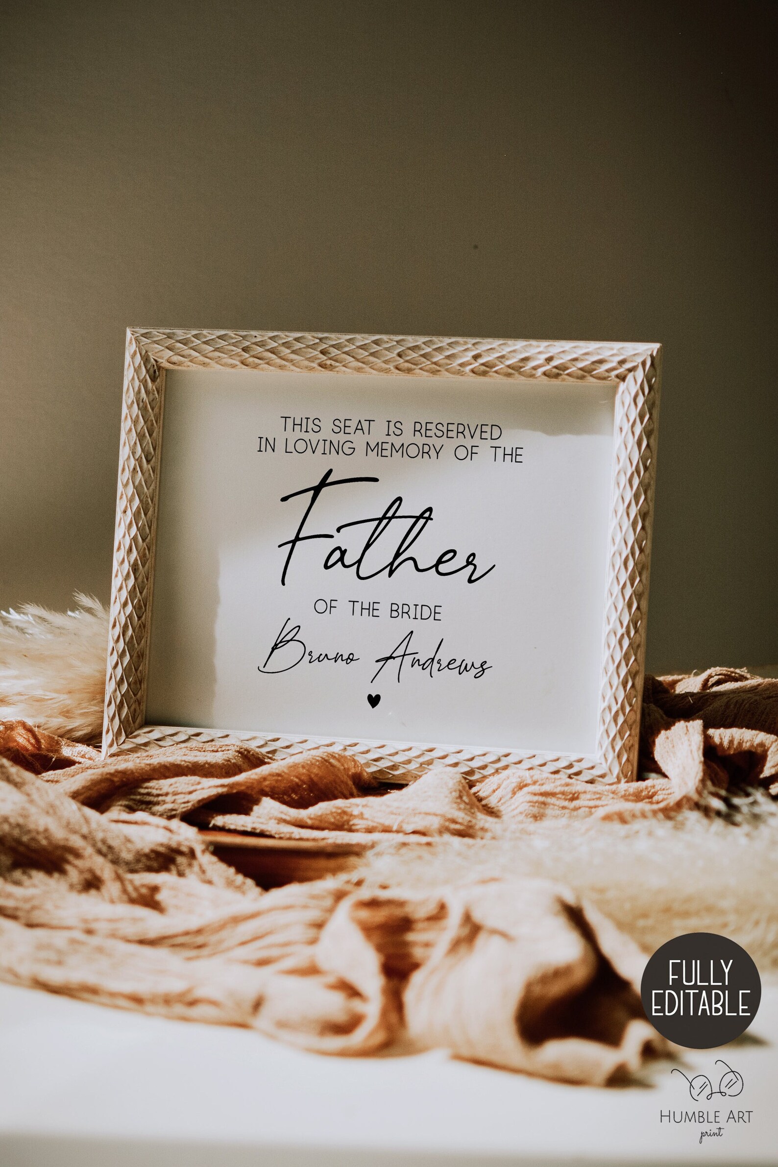 Father of the Bride Memorial Sign for Wedding, Reserved Wedding Sign ...