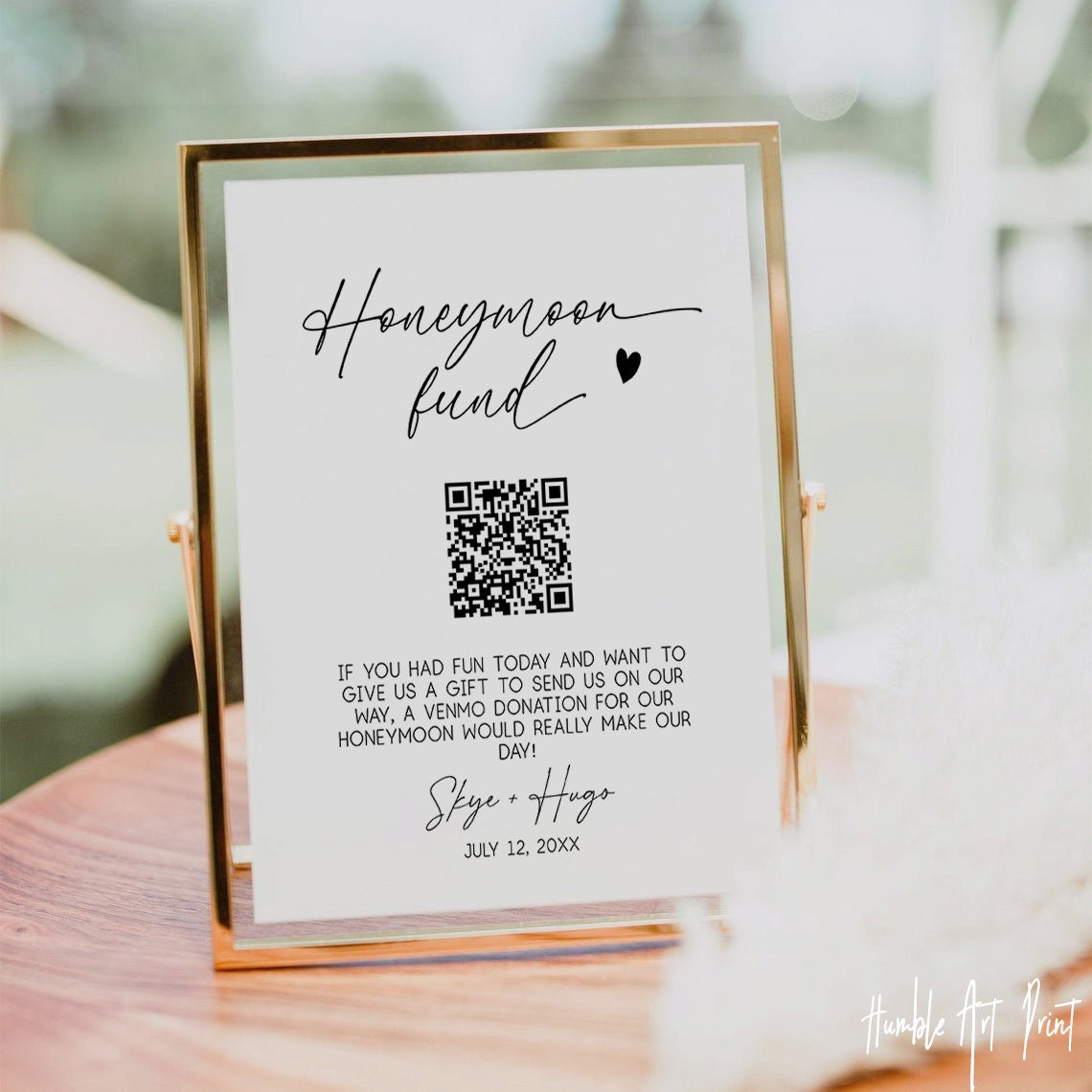 Editable Honeymoon Fund QR Code Sign Wedding Cash Gift - Etsy