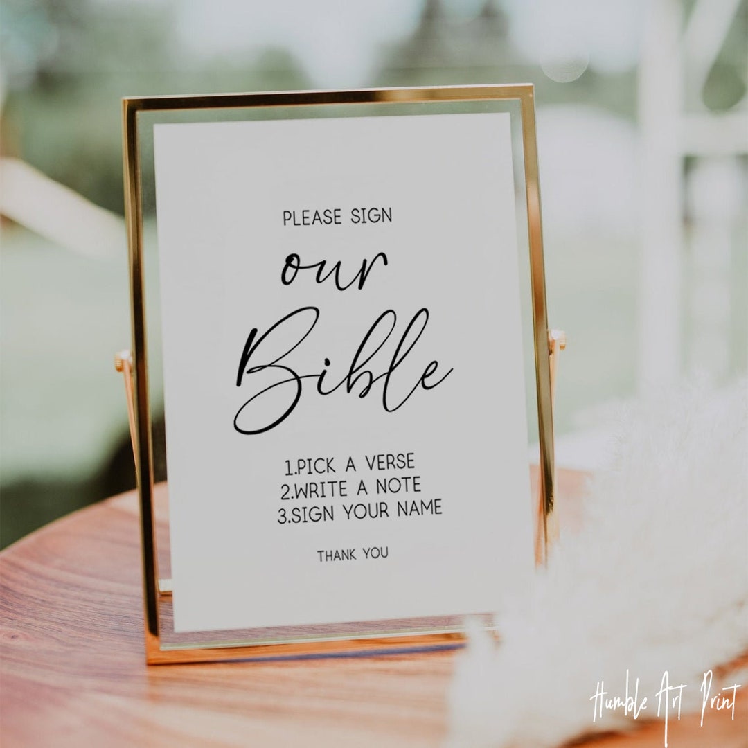 Please Sign Our Bible, Bible Verse Guest Book, Wedding Signs, Wedding ...
