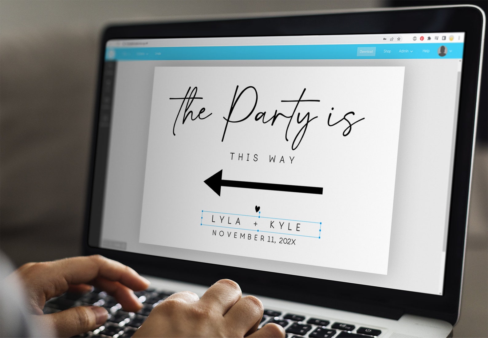 This Way Sign Template, Printable Direction Sign, Modern Party ...