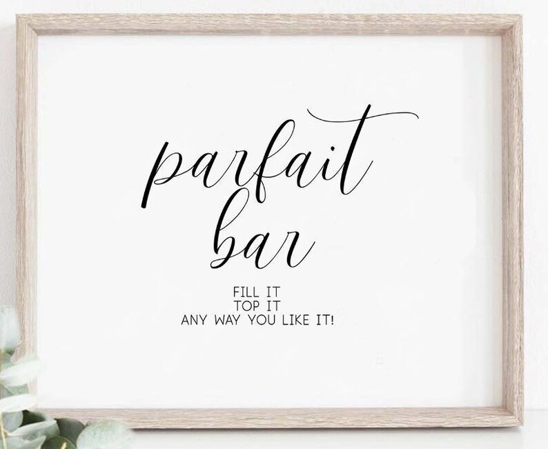 Parfait Bar Sign Yogurt Bar Sign Baby Shower Sign Breakfast - Etsy