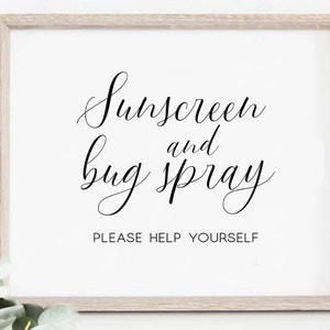 Sunscreen and Bug Spray Sign,wedding Signs ,outdoor Wedding Signs ...