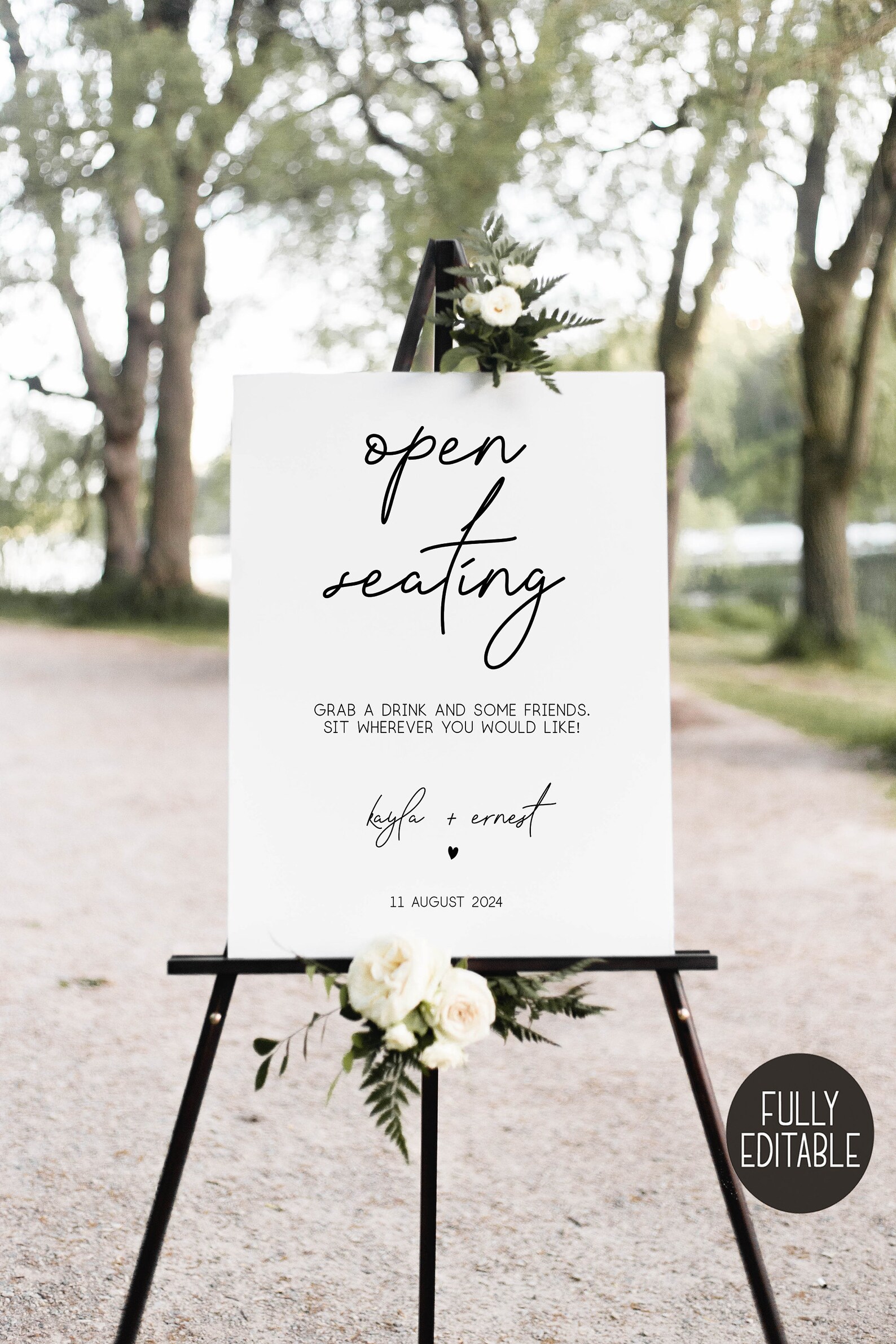 Open Seating Sign Template Modern Wedding Signage Printable - Etsy