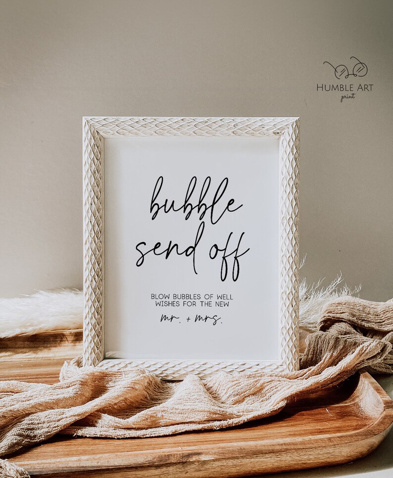 Bubble Send off Sign, Newlywed Send off Sign, Newlywed Table Top Sign ...