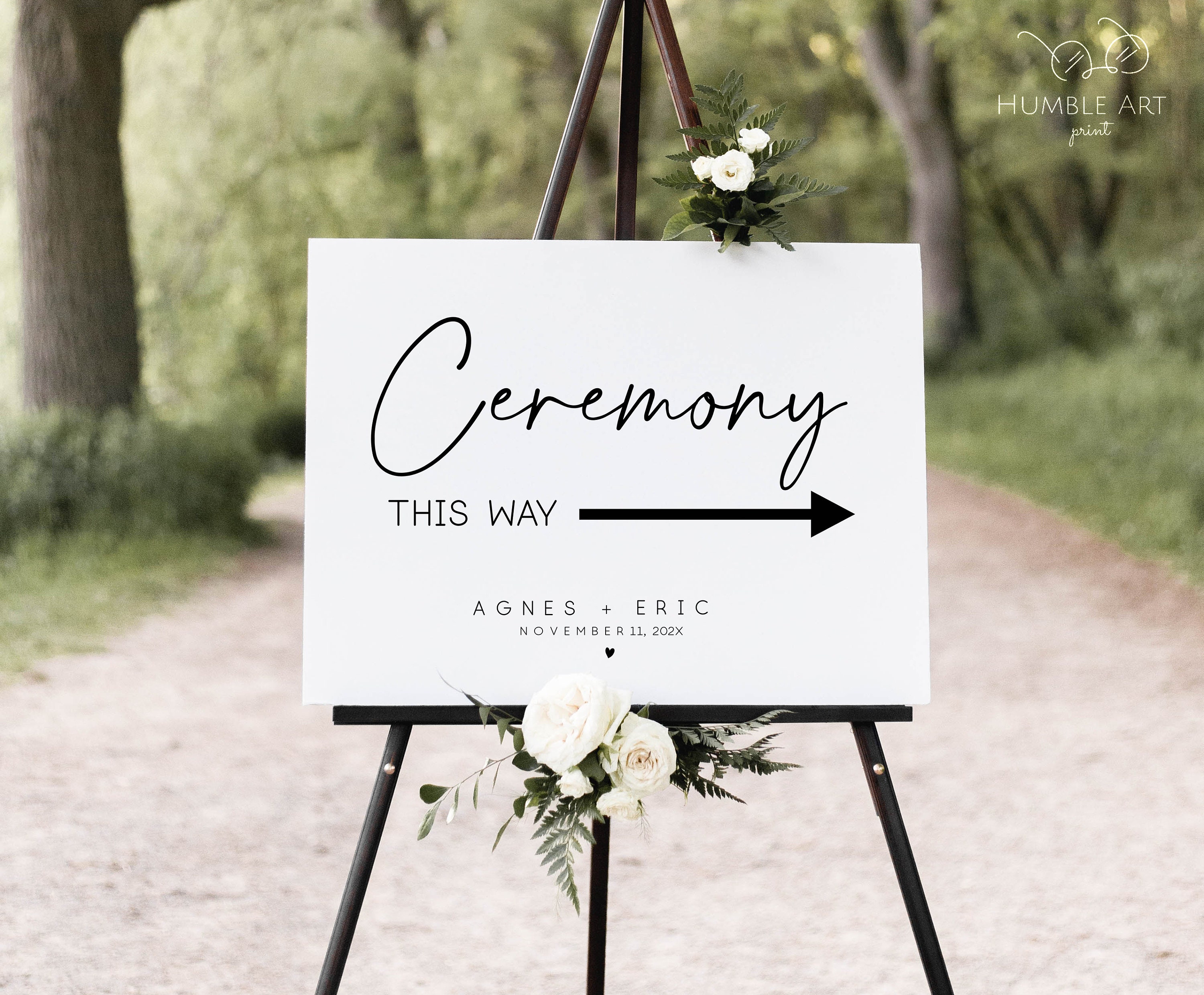 Wedding Direction Sign Template, Minimalist Wedding Ceremony Sign ...