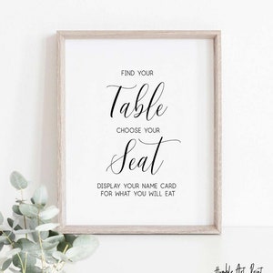 Find Your Table Sign, Please Find Your Seat Sign, Place Cards Sign ...