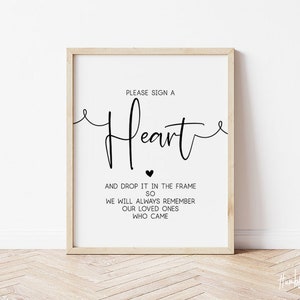 Printable Heart Guest Book Sign, Wedding Reception Guestbook , Please ...