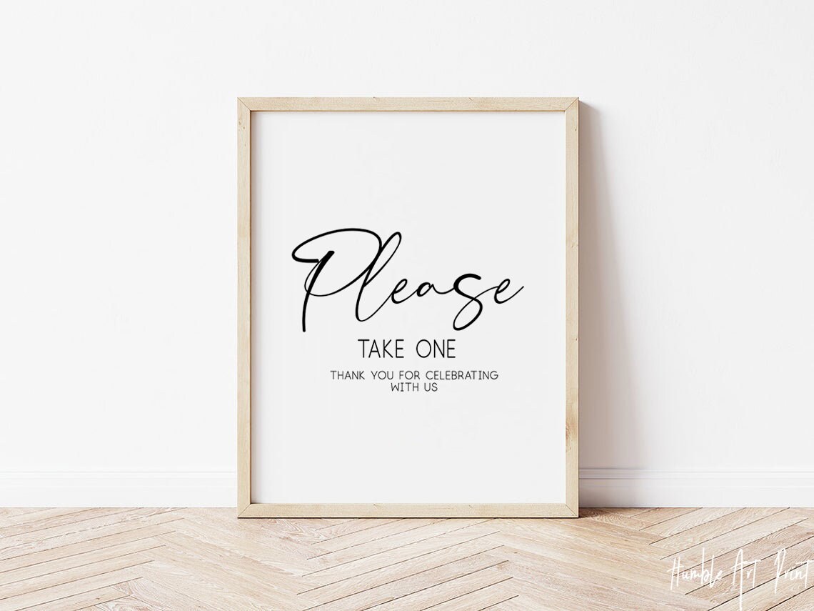 Please Take One Sign Thank You for Celebrating With Us - Etsy