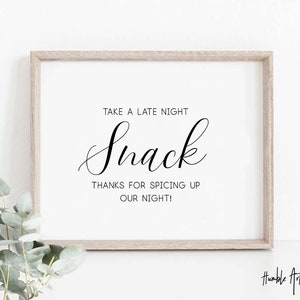 Late Night Snack Sign,wedding Snack Sign, Late Night Snack Printable ...