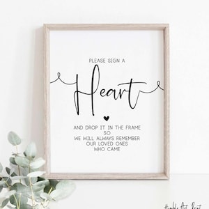 Printable Heart Guest Book Sign, Wedding Reception Guestbook , Please ...