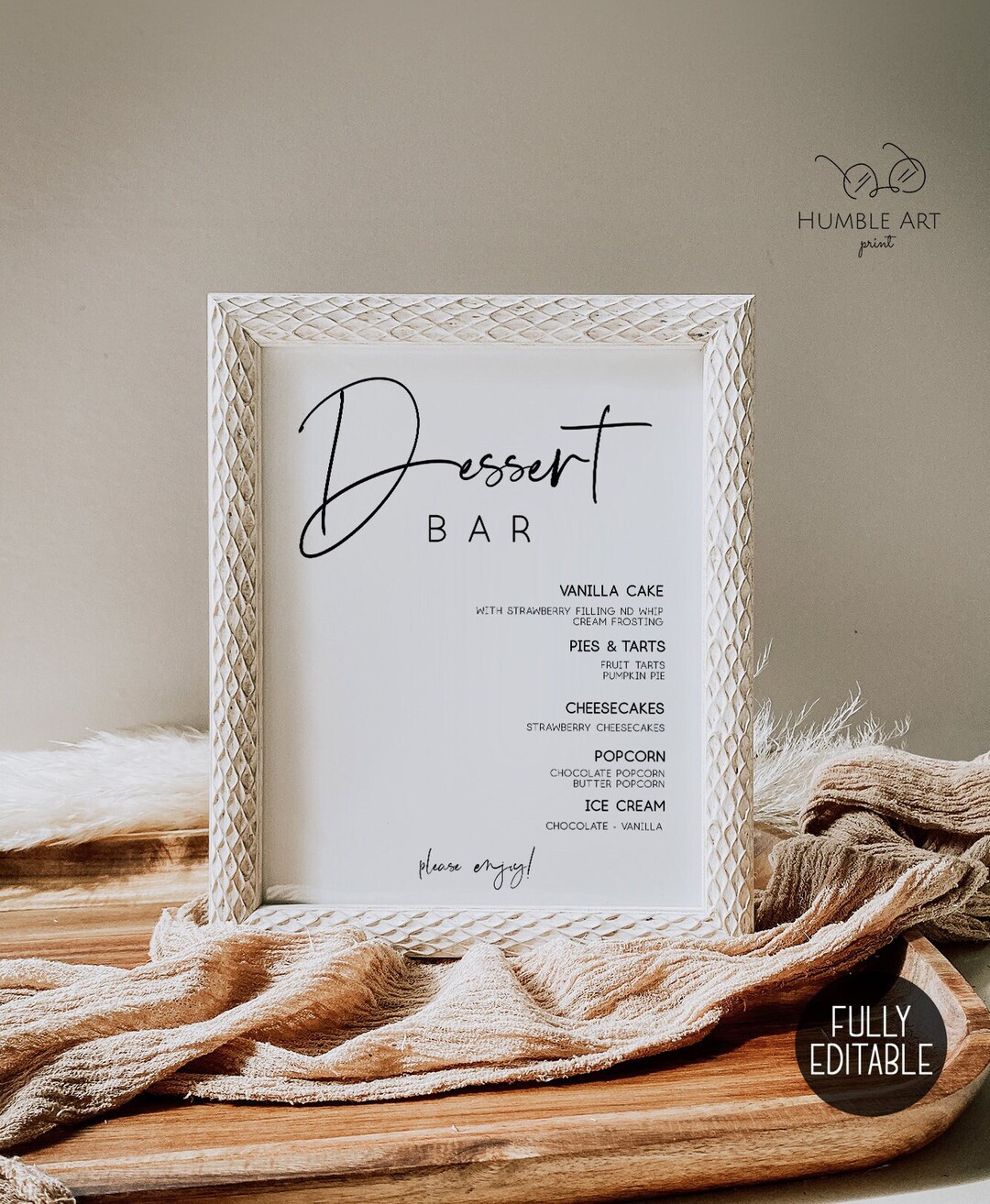 Elegant Dessert Bar Sign Template, Minimalist Dessert Menu Sign ...